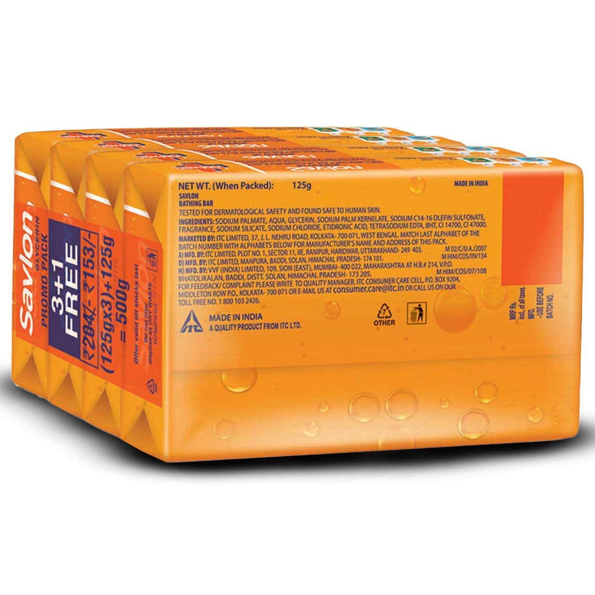 Buy Savlon Glycerine Soap Packet Of 500 G (Buy 3 Get 1 Free) Online at ...