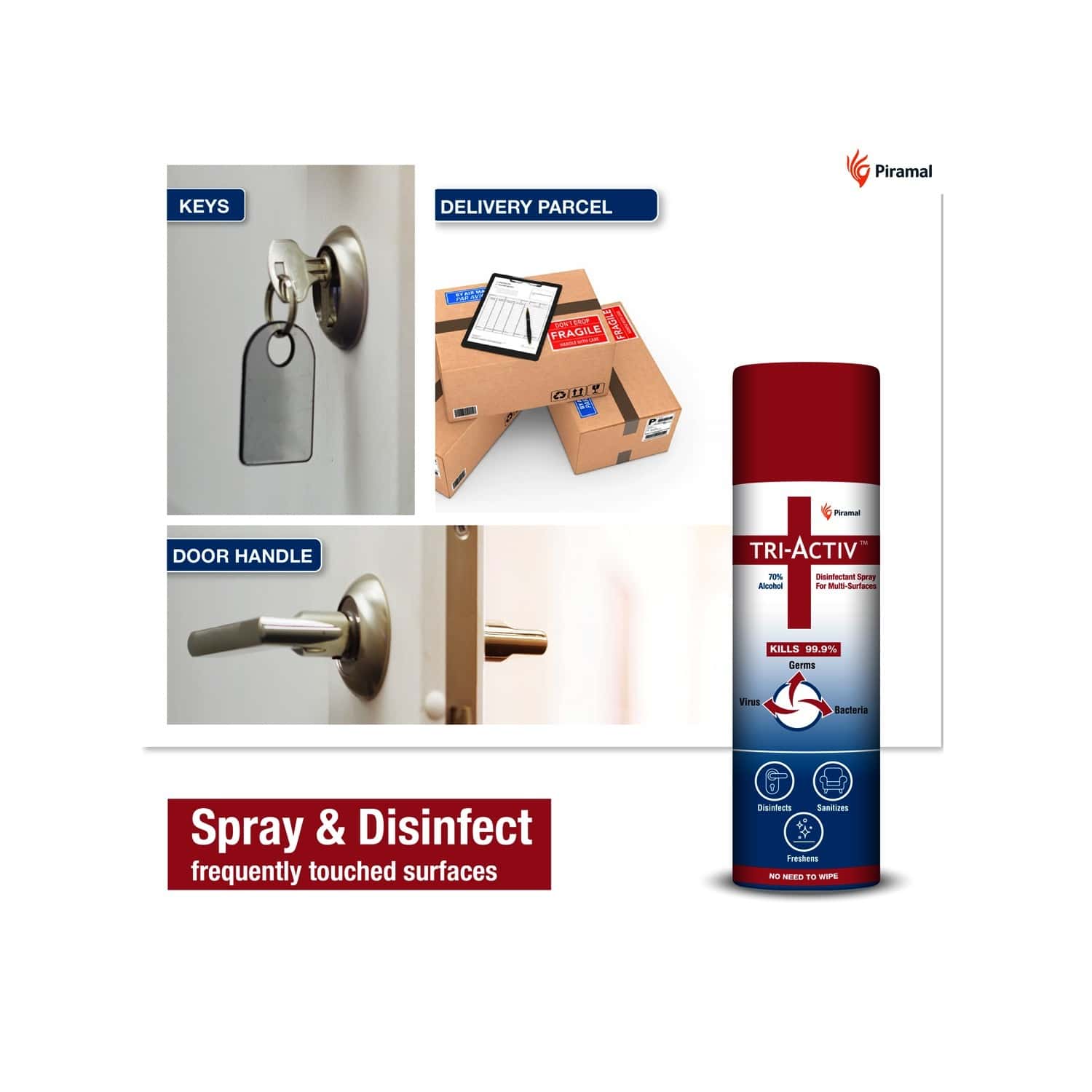 Buy Tri-Activ Disinfectant Spray For Multi-Surfaces - 70% Alcohol Based ...