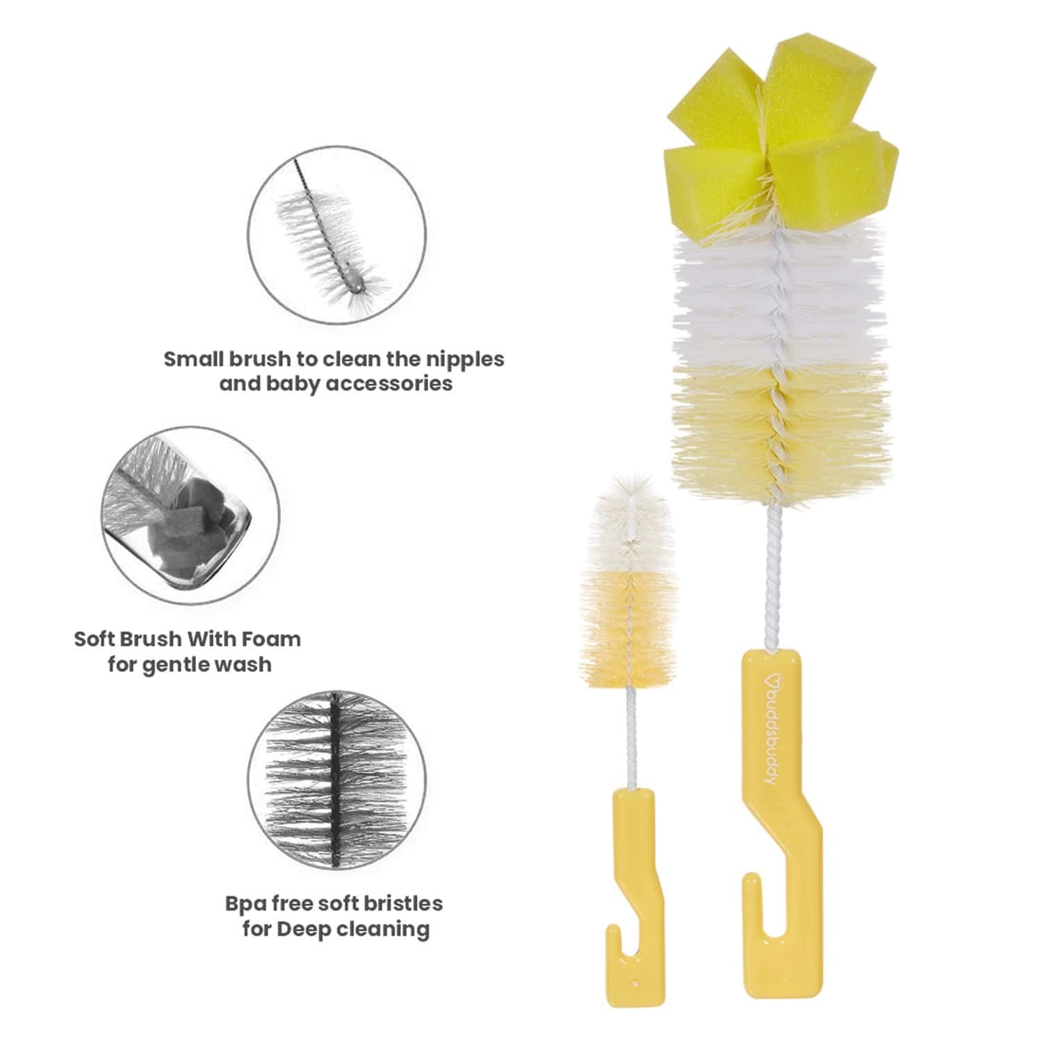 Buy BUDDSBUDDY 2 IN 1 CLASSIC BABY BOTTLE AND NIPPLE CLEANING BRUSH ...