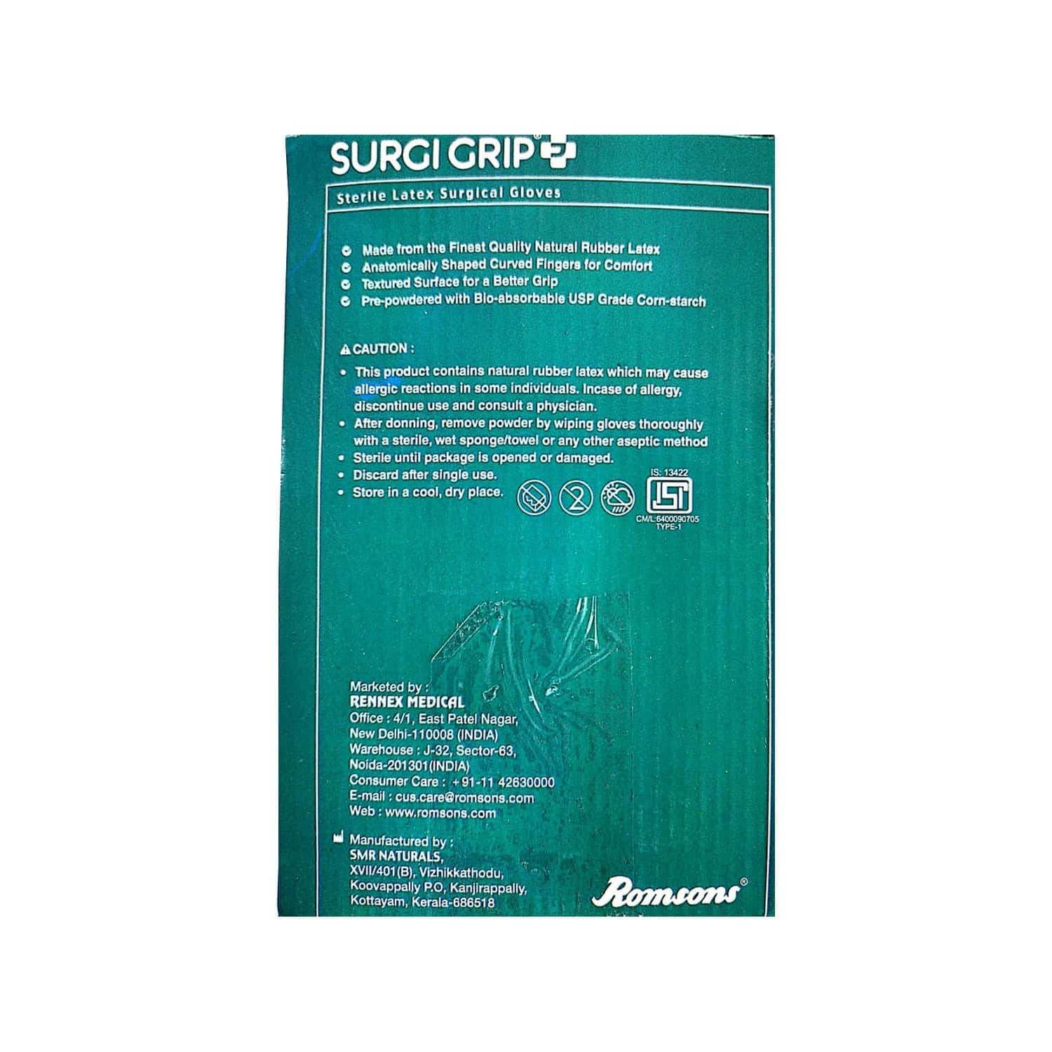 Buy SURGI GRIP STERILE LATEX GLOVES SIZE 7 BOX OF 100 Online & Get Upto ...