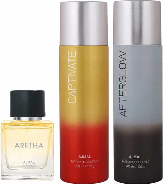 Buy AJMAL AFTER GLOW DEO 200 ML AND CAPTIVATE DEO 200 ML AND ARETHA EDP ...