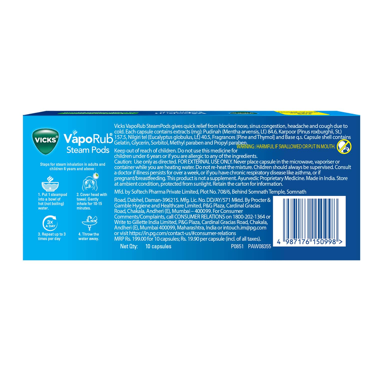 Buy VICKS VAPORUB STRIP OF 10 STEAM POD CAPSULES Online & Get Upto 60% ...