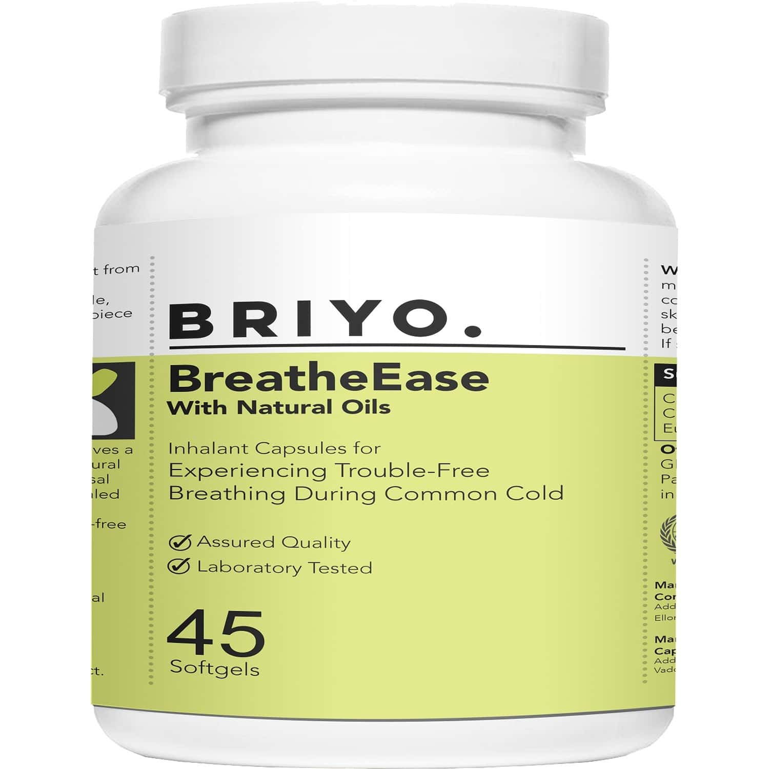 Buy BRIYO BREATHEEASE WITH NATURAL OILS - INHALANT SOFTGELS FOR ...
