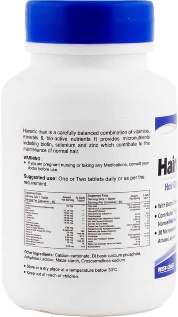 Buy HEALTHVIT HAIRONIC-MAN HAIR GROWTH TABLETS BOTTLE OF 60 Online ...