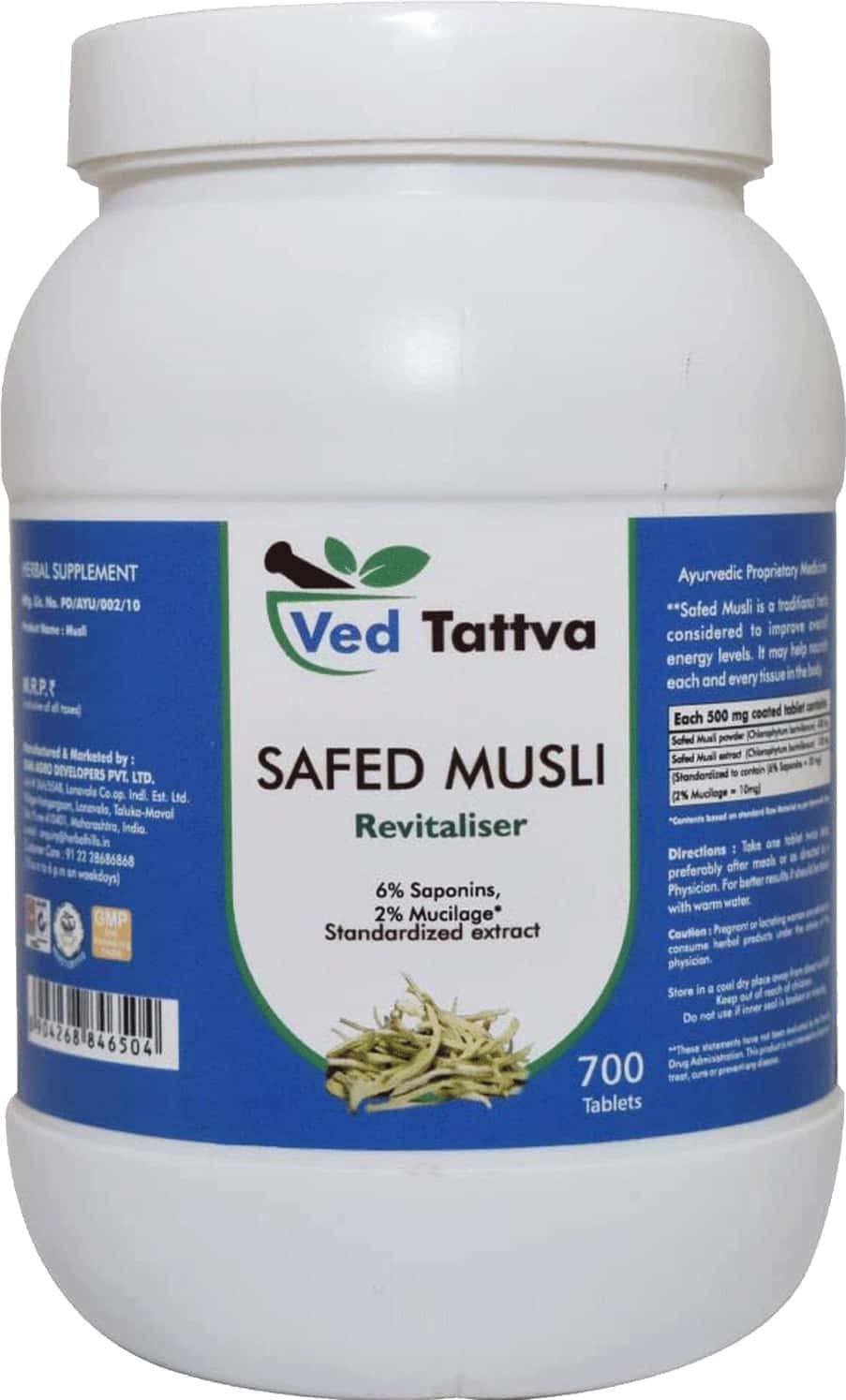 Buy VED TATTVA MUSLI TABLETS SAFED MUSLI 60 TABLETS/NATURAL & PURE ...