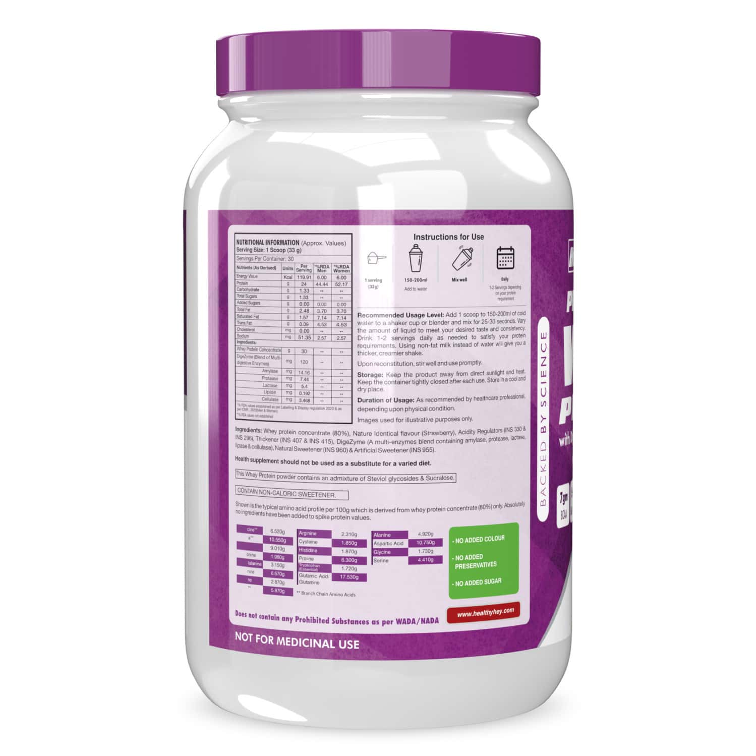 Buy HEALTHYHEY SPORTS WHEY PROTEIN CONCENTRATE - HELPS IN MUSCLE SYNTHESIS,STRAWBERRY, 1 KG ...