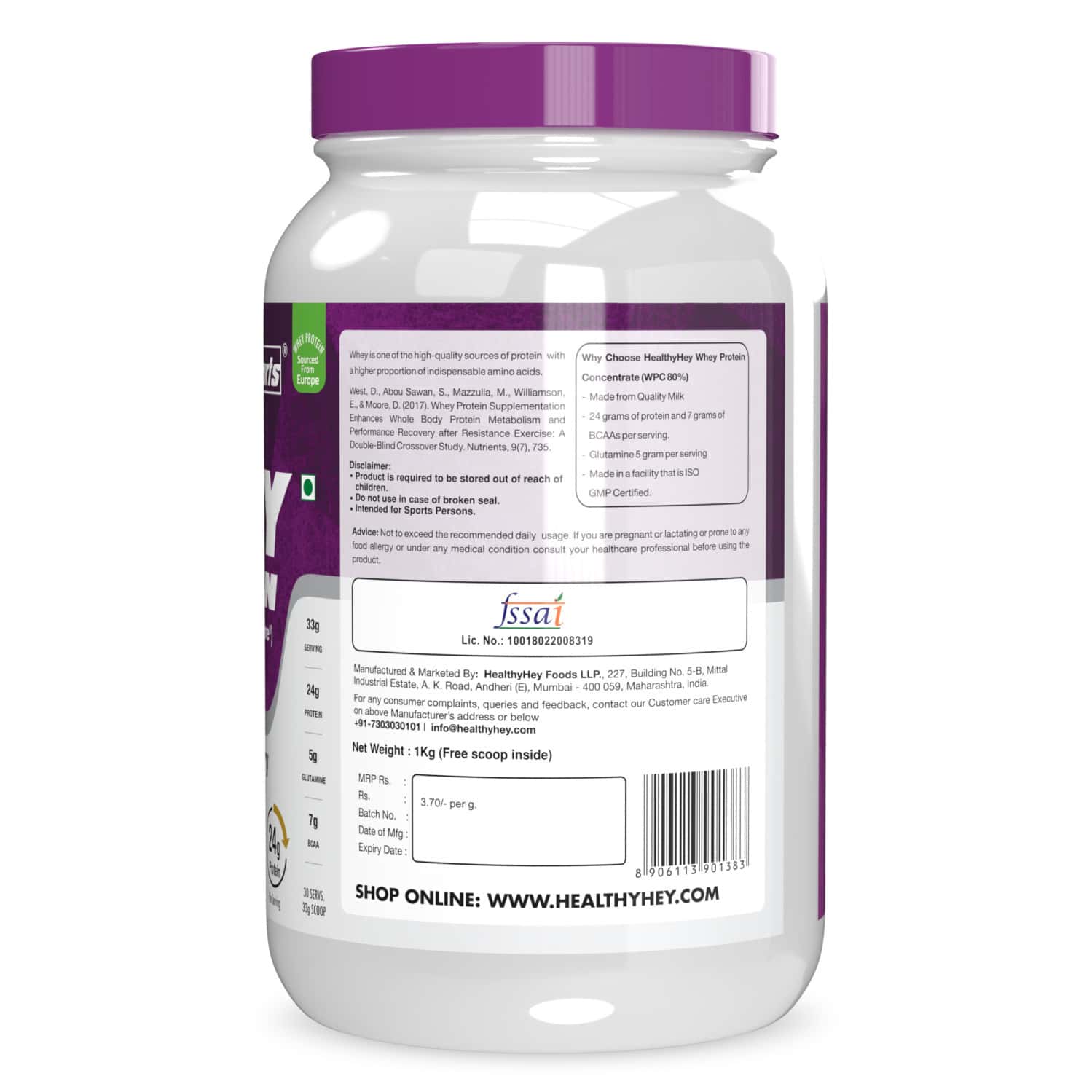 Buy HEALTHYHEY SPORTS WHEY PROTEIN CONCENTRATE - HELPS IN MUSCLE SYNTHESIS,STRAWBERRY, 1 KG ...