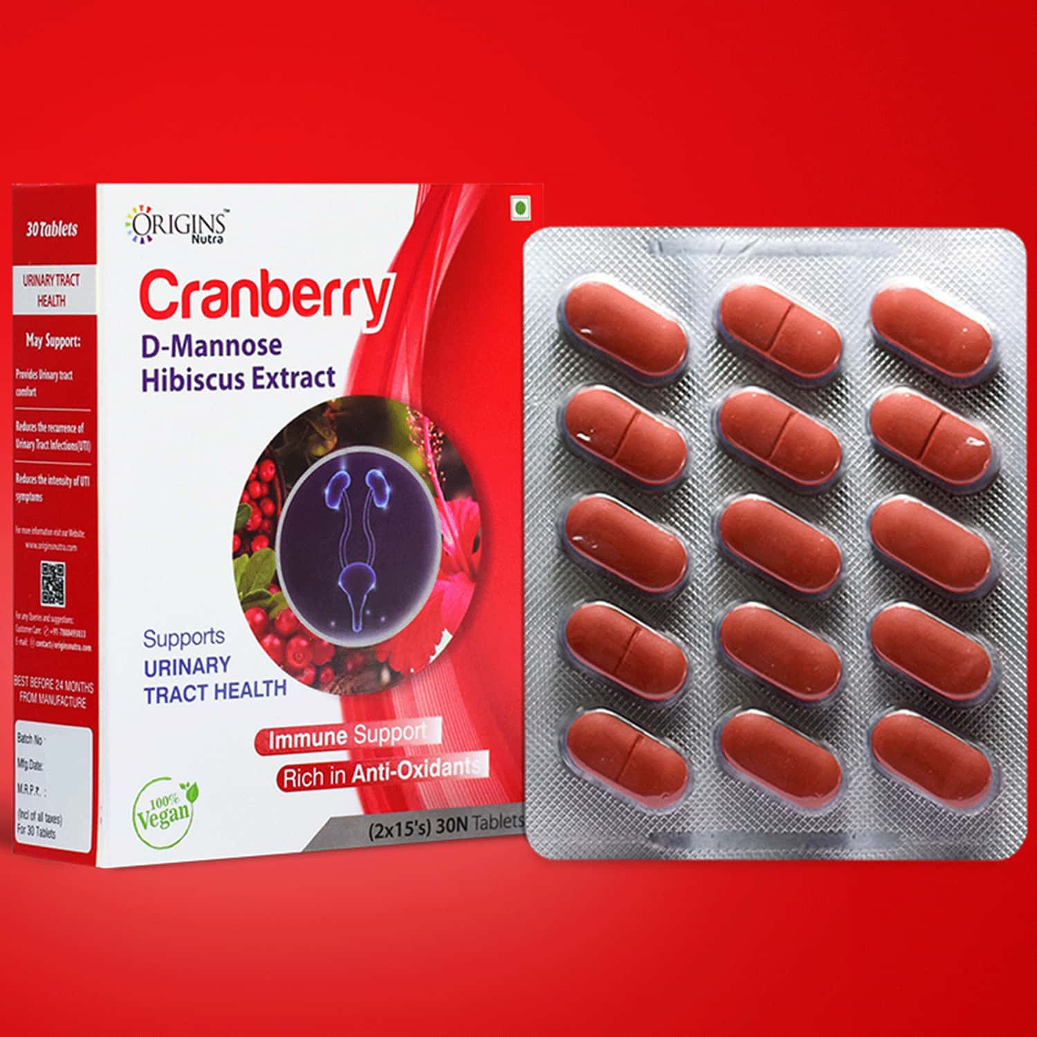 Buy ORIGINS NUTRA CRANBERRY D-MANNOSE WITH HIBISCUS EXTRACT (30 TABLETS ...