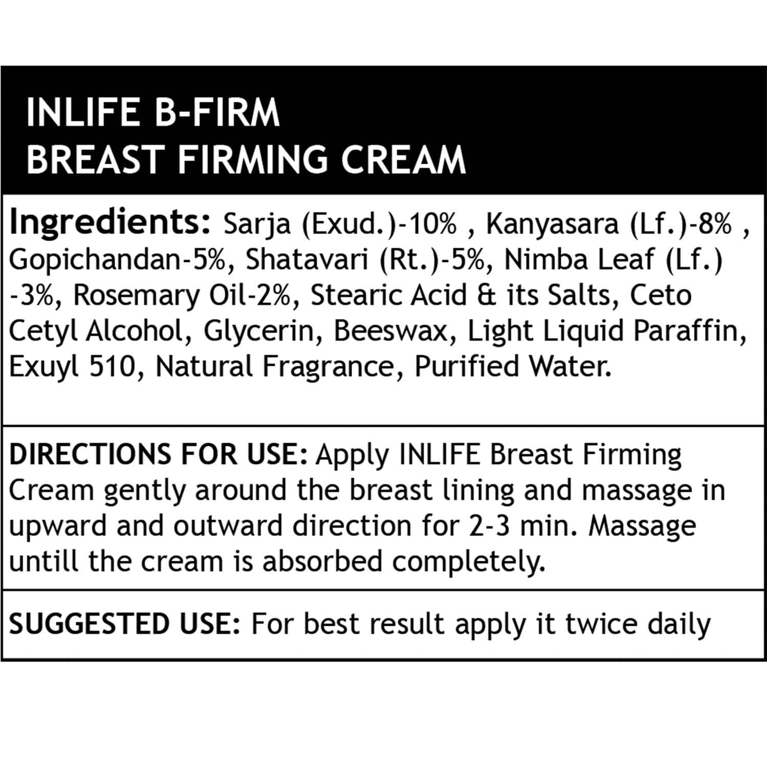 Buy INLIFE NATURAL BREAST FIRMING MASSAGE CREAM,100G FOR BREAST SHAPING ...
