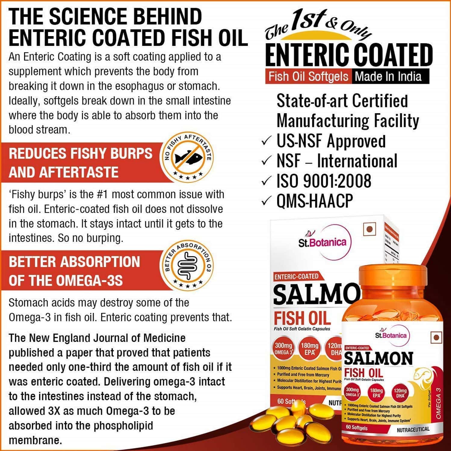 Buy ST.BOTANICA SALMON FISH OIL 1000MG, 300MG OMEGA-3 WITH 180MG EPA ...