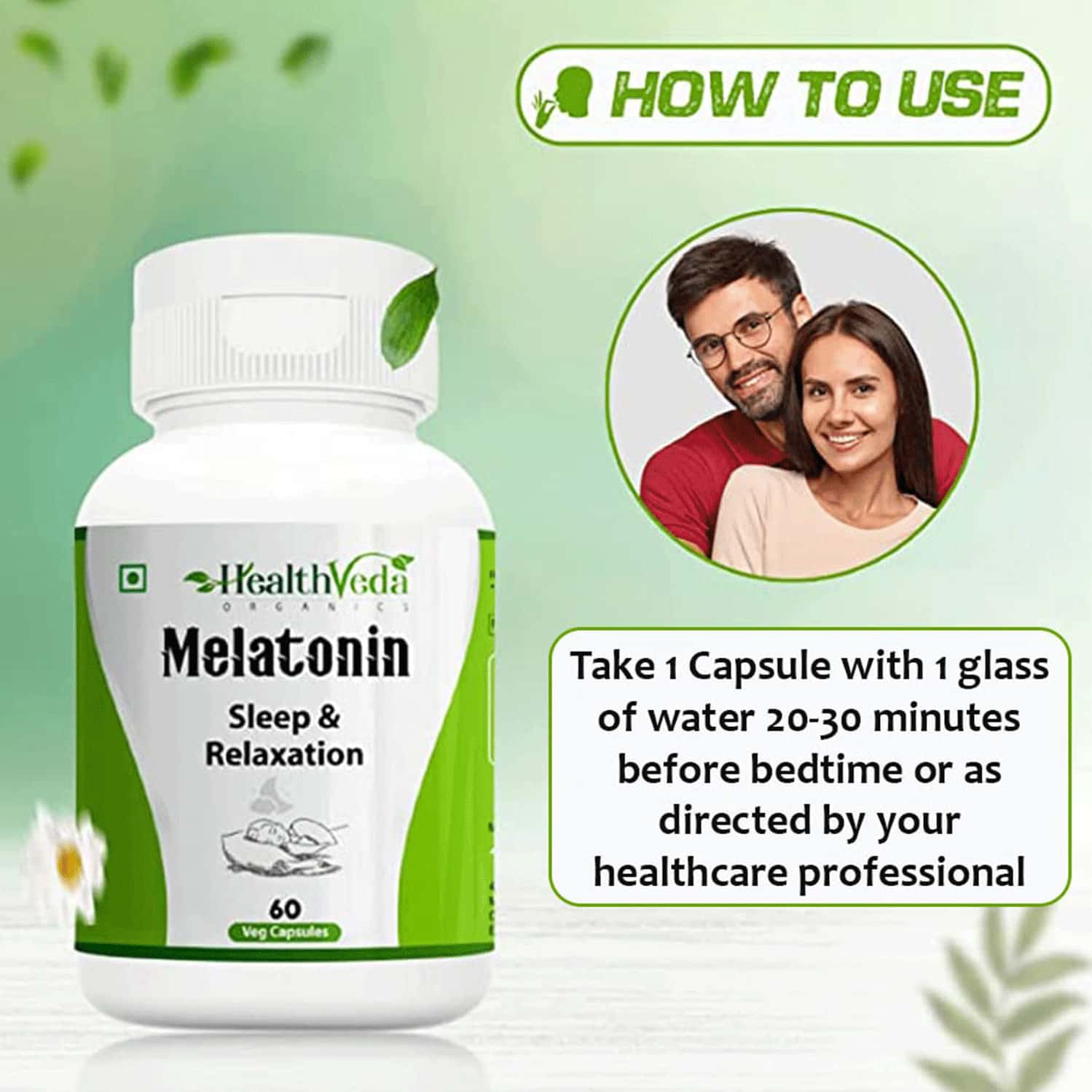 Buy HEALTH VEDA ORGANICS MELATONIN CAPSULES FOR BETTER SLEEP, 60 VEG ...