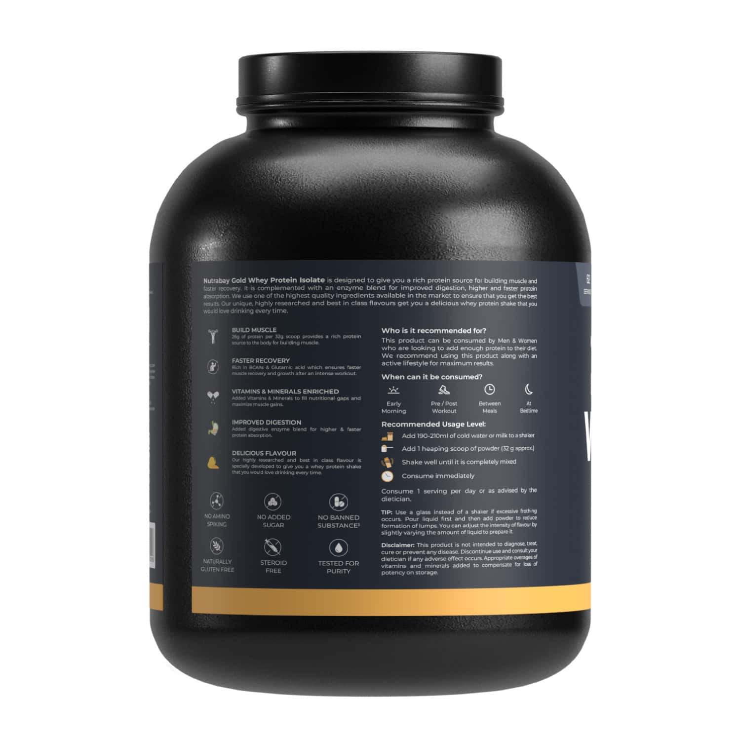 Buy NUTRABAY GOLD 100% WHEY PROTEIN ISOLATE|26G PROTEIN|MUSCLE SUPPORT ...