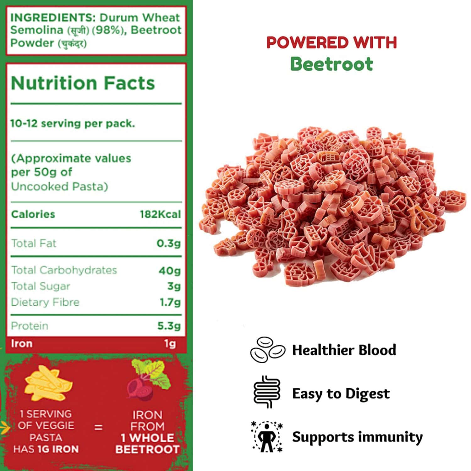 Buy LONG & SHORT VEGGIE KIDS PASTA - FUN SHAPES - BEETROOT PASTA NO ...