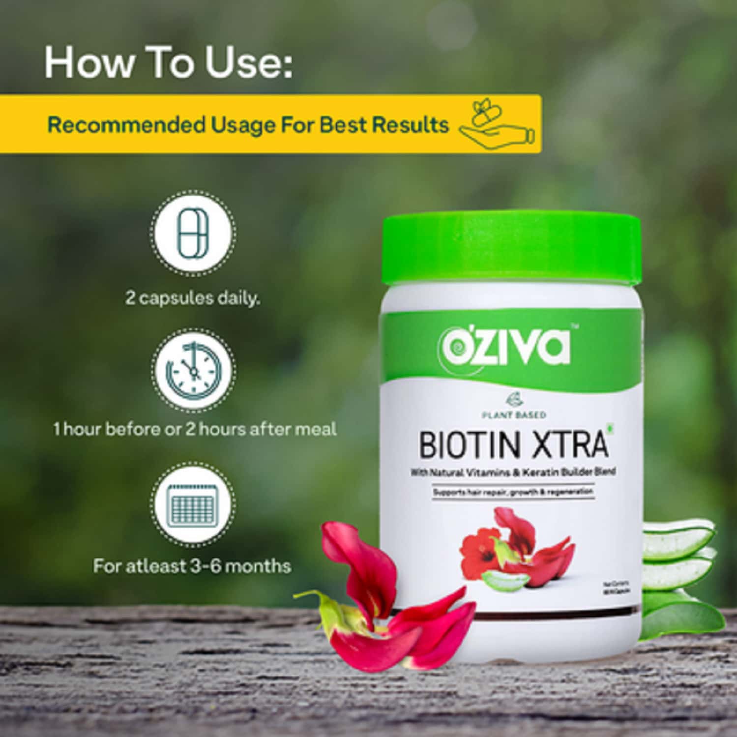 Buy OZIVA PLANT BASED BIOTIN XTRA CAPSULES (WITH KERATIN BUILDER) FOR ...