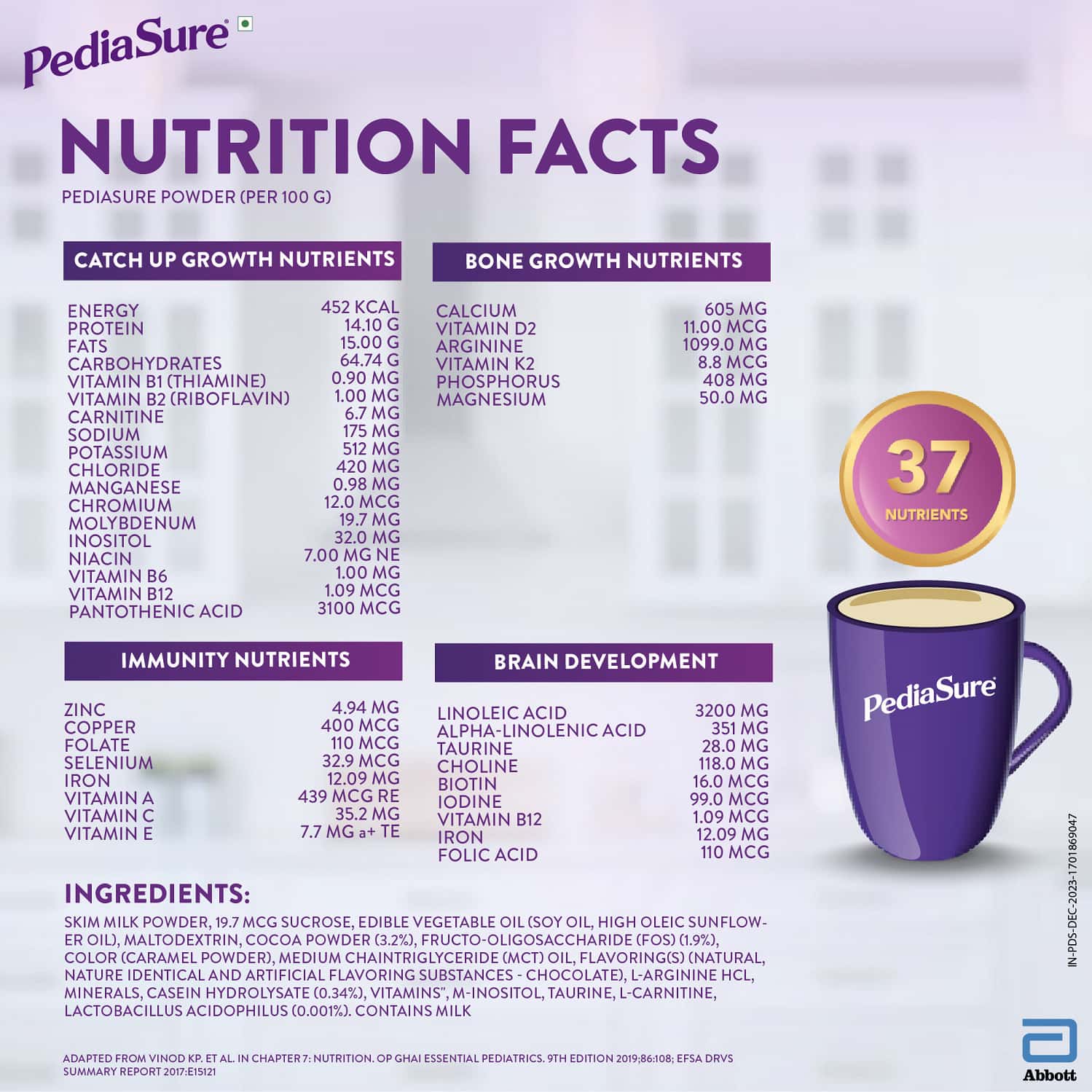 Buy PEDIASURE COMPLETE BALANCED NUTRITION TO HELP KIDS GROW - 750 GM ...