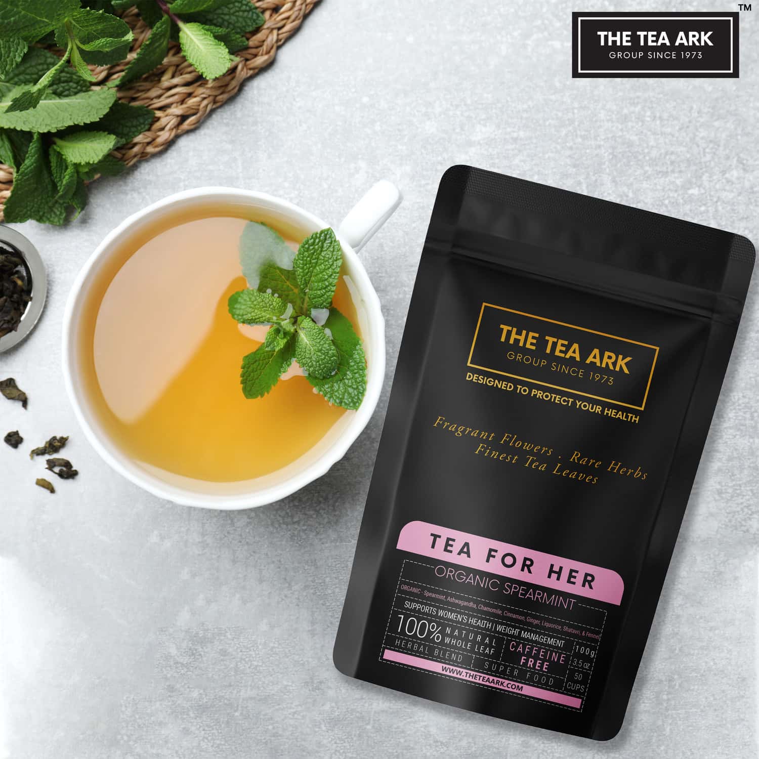 Buy THE TEA ARK ORGANIC SPEARMINT TEA FOR PCOS PCOD HAIR CLEAR ACNE (50 ...