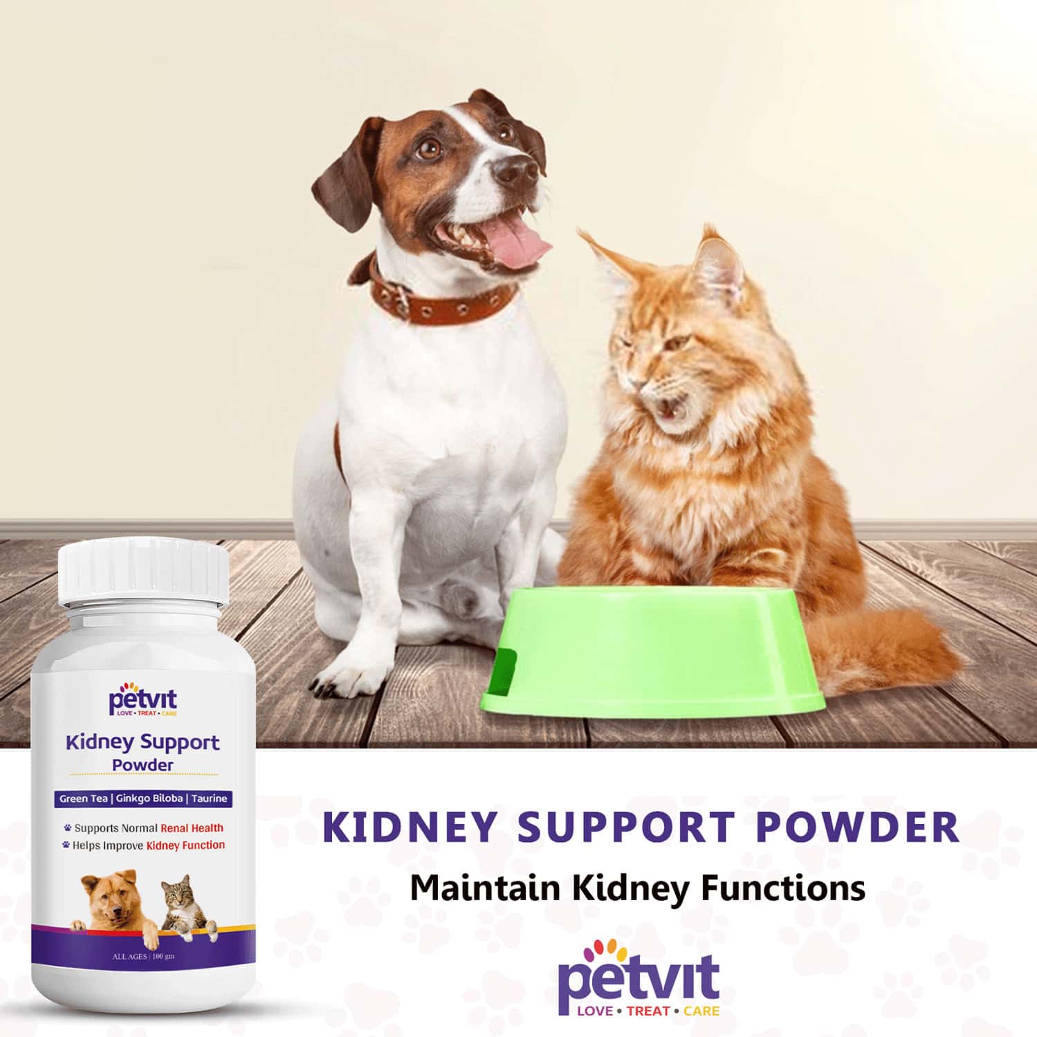 Buy PETVIT KIDNEY SUPPORT POWDER ALL BREEDS OF DOGS & CATS 100 GM ...