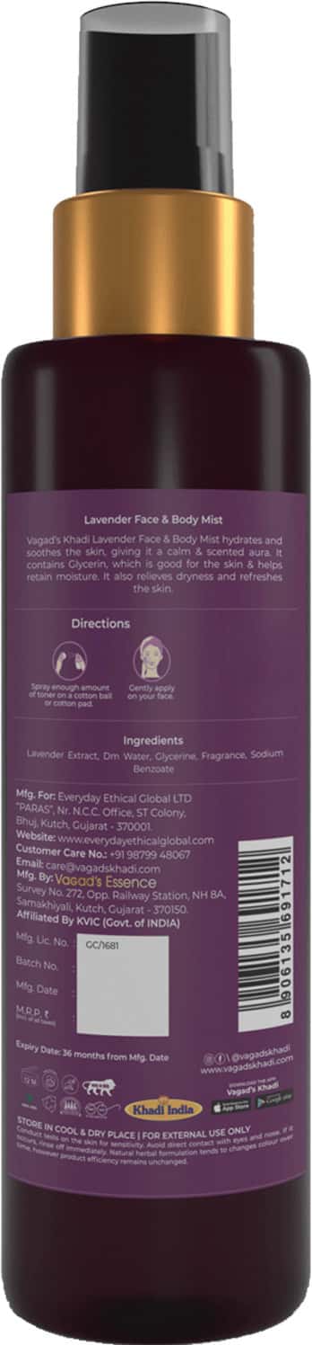 Buy VAGAD'S KHADI LAVENDER FACE & BODY MIST 100ML Online & Get Upto 60% ...