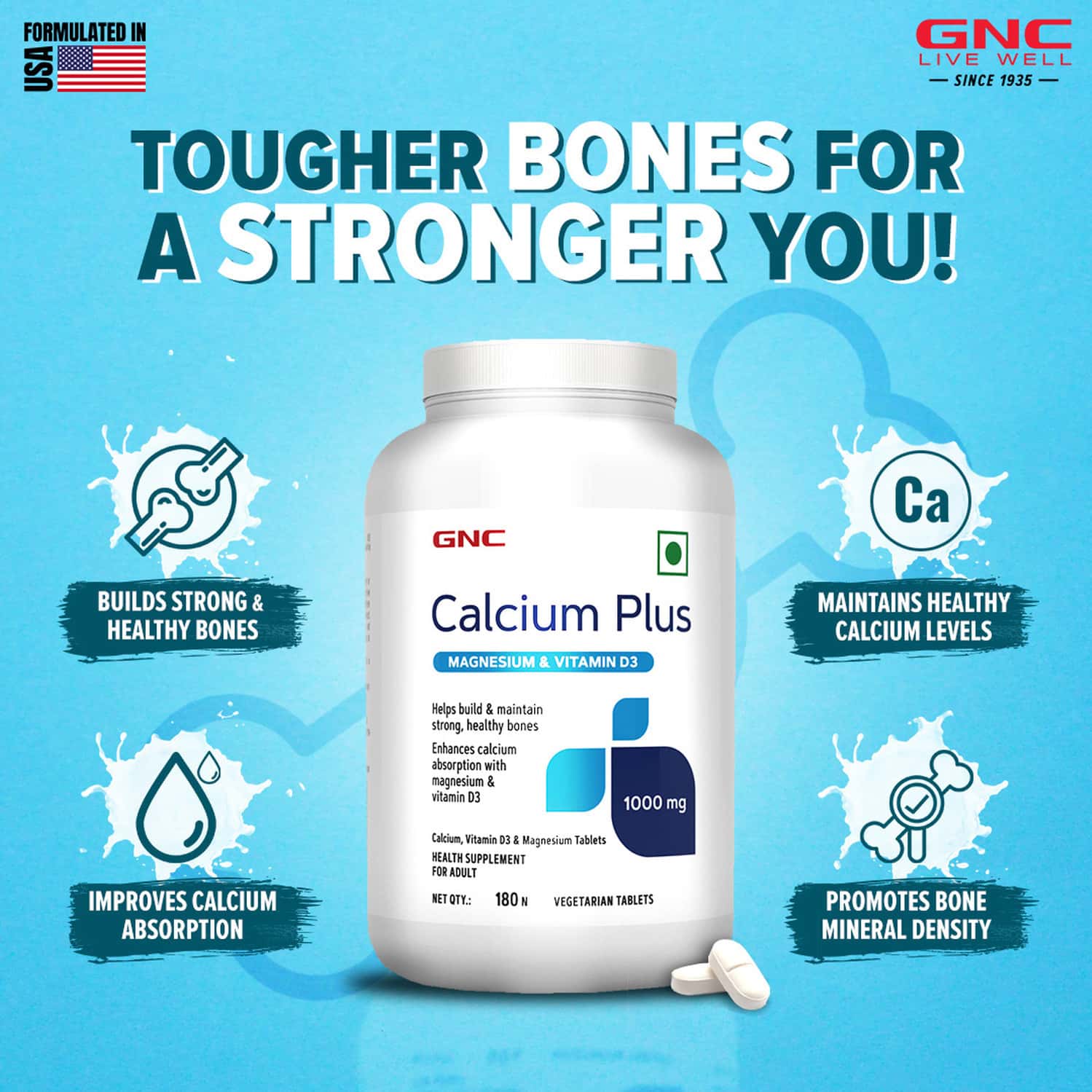 Buy GNC CALCIUM PLUS WITH MAGNESIUM & VITAMIN D3 | STRENGTHENS BONES ...