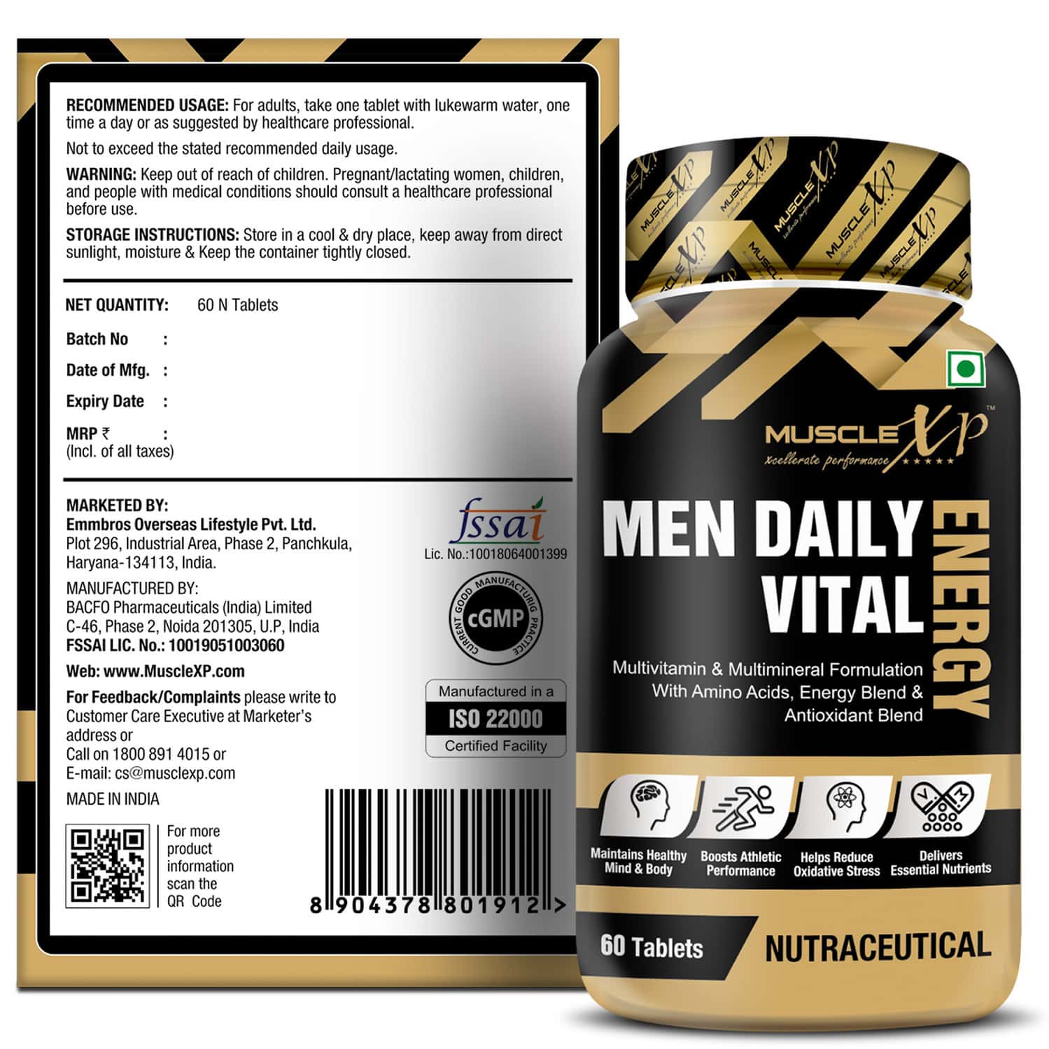 Buy MUSCLEXP MEN DAILY VITAL ENERGY WITH AMINO ACIDS, CAFFEINE AND ...