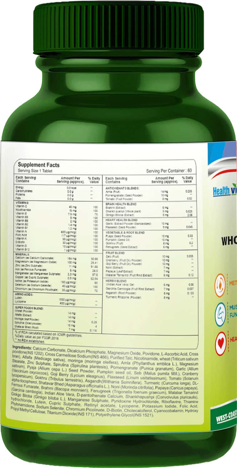 Buy HEALTHVIT CENVITAN PLANT BASED WHOLE FOOD MULTIVITAMIN FOR MEN 60 ...