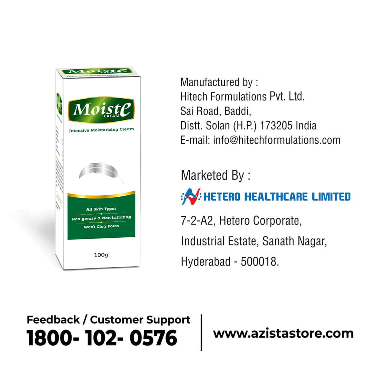 Buy MOISTE ALOE VERA INTENSIVE MOISTURIZING CREAM FOR ALL SKIN TYPES ...