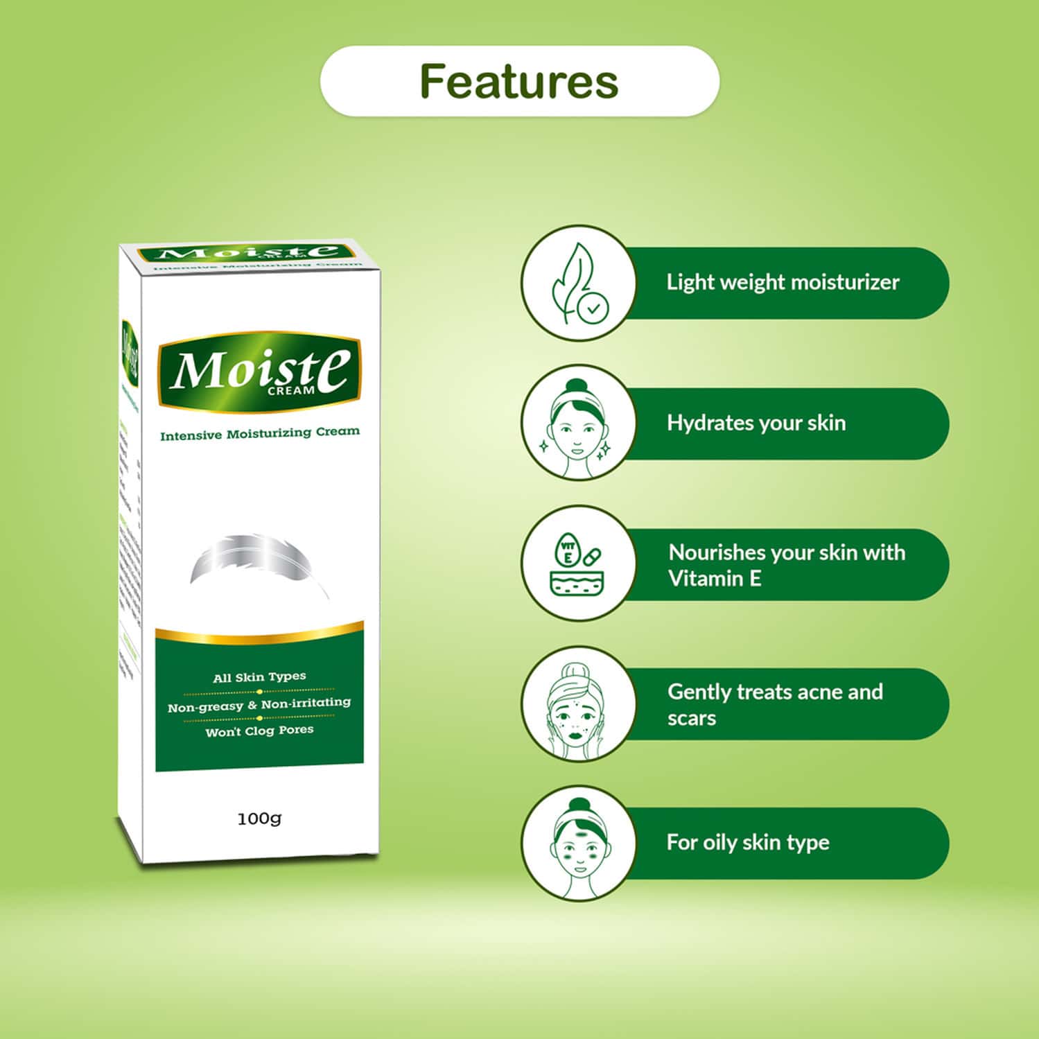 Buy MOISTE ALOE VERA INTENSIVE MOISTURIZING CREAM FOR ALL SKIN TYPES ...