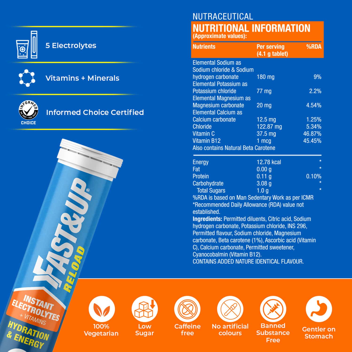 Buy FAST&UP RELOAD INSTANT HYDRATION AND ENERGY DRINK - 80 EFFERVESCENT ...