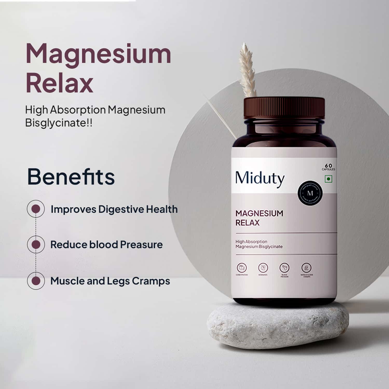 Buy MIDUTY PALAK NOTES MAGNESIUM RELAX SUPPLEMENT BISGLYCINATE MUSCLE ...