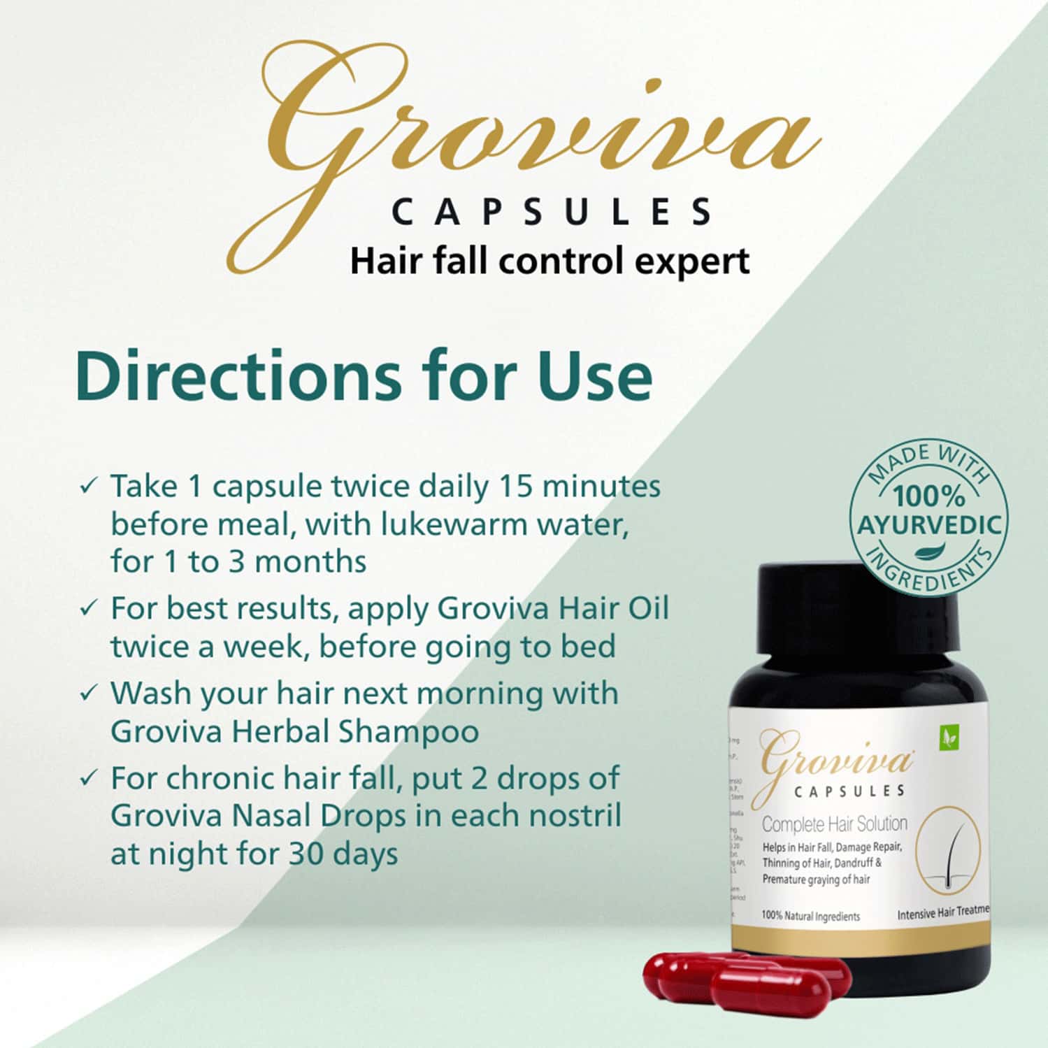 Buy GROVIVA HAIR CARE CAPSULES (60 CAPS) (PACK OF 3) Online & Get Upto ...
