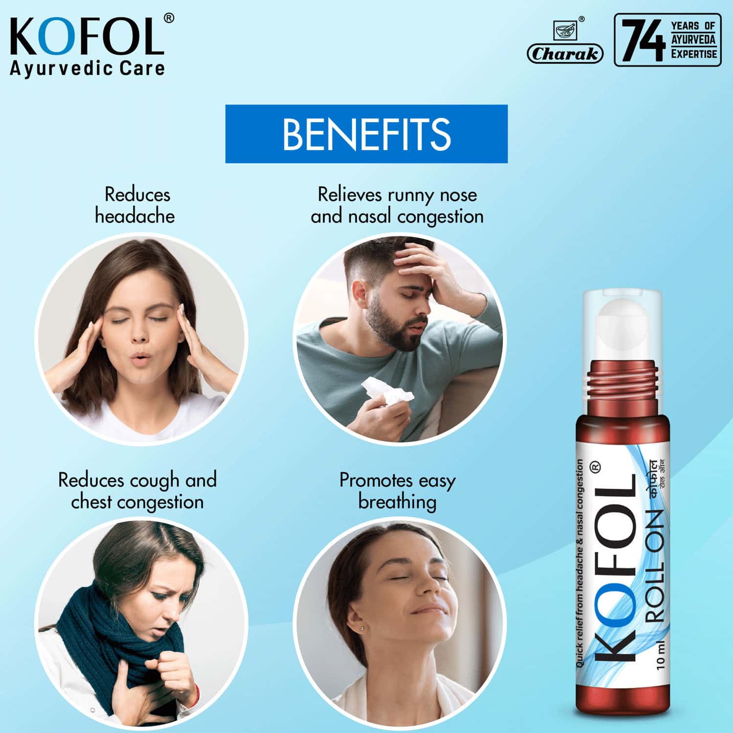 Buy KOFOL ROLL-ON FOR QUICK RELIEF FROM HEADACHE & NASAL CONGESTION ...