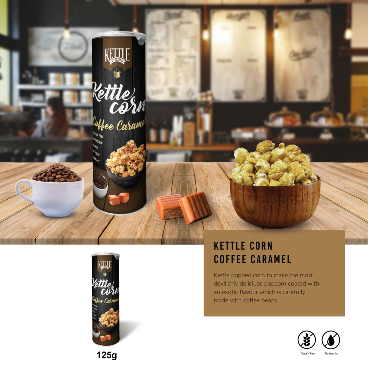 Buy KETTLE STUDIO COFFEE CARAMEL POPCORN 125G |PACK OF 4 Online & Get ...