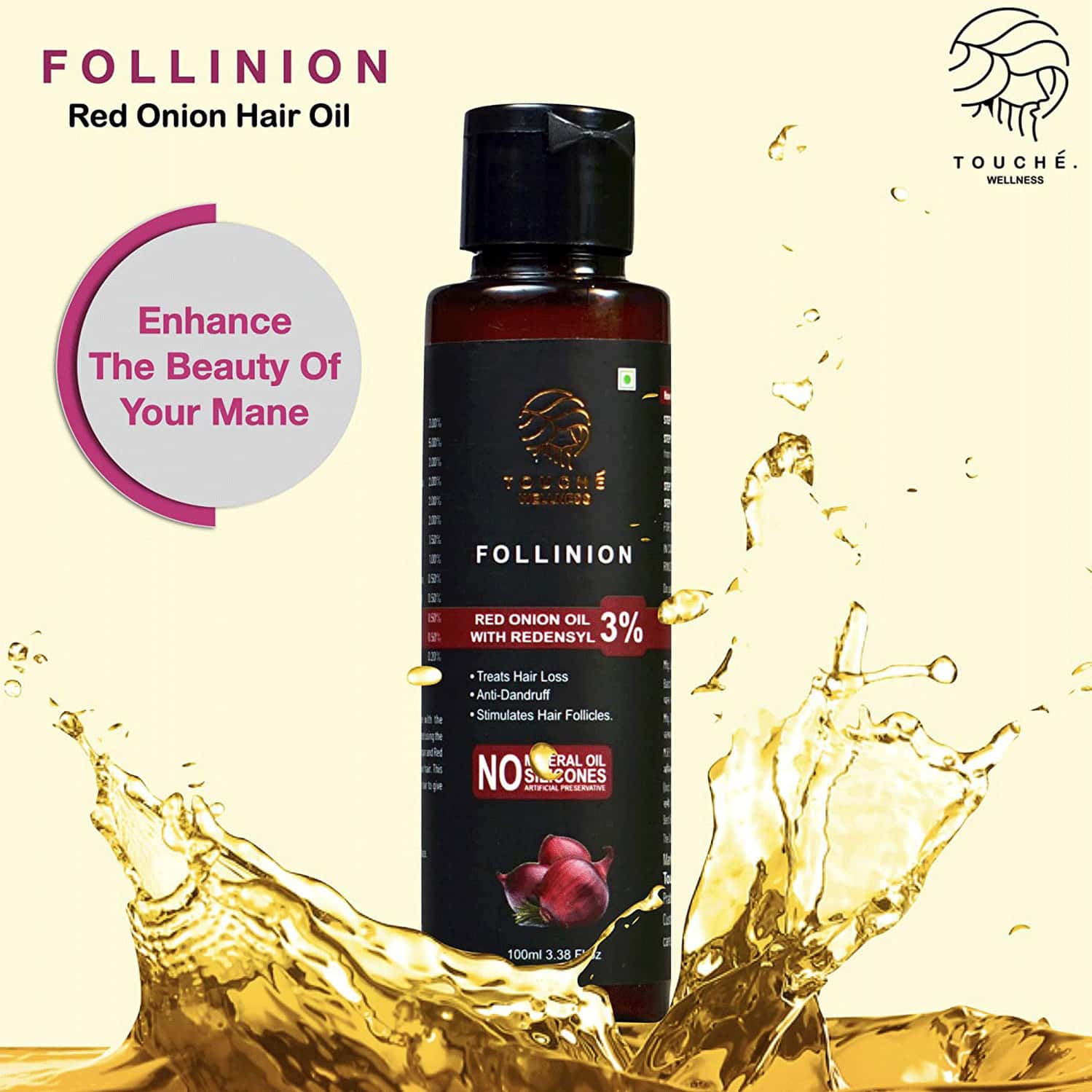 Buy FOLLINION RED ONION HAIR OIL WITH 3% REDENSYL Online & Get Upto 60% ...