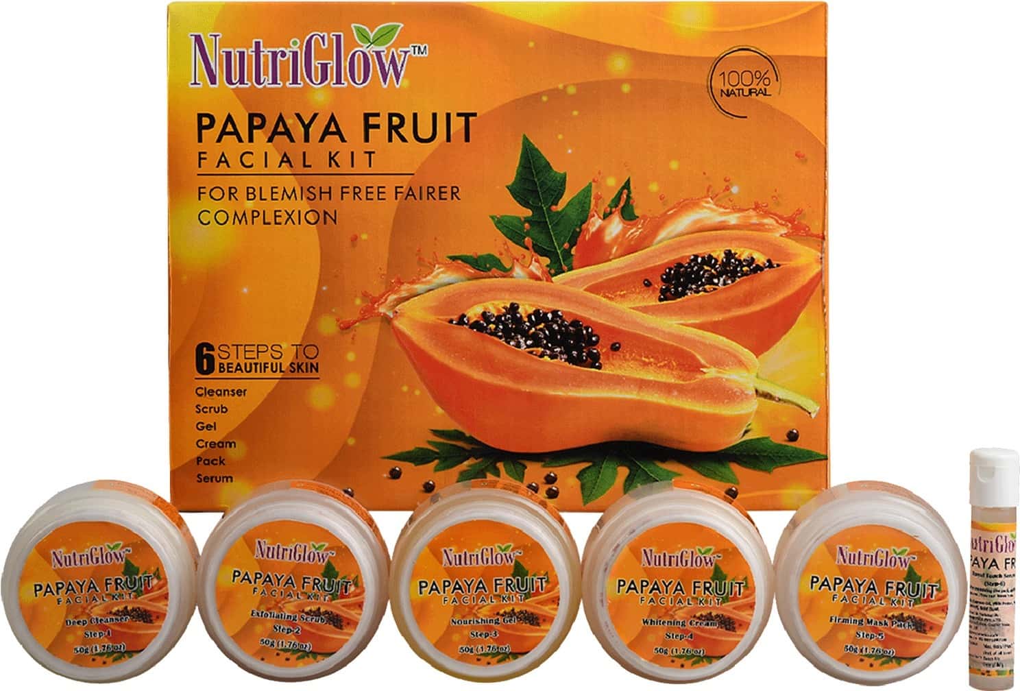 Buy NUTRIGLOW NATURAL'S 3 SET PAPAYA FACIAL KIT 60GM ALOE VERA GEL ...