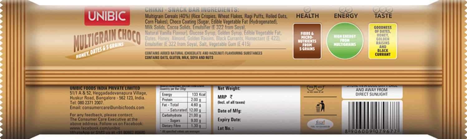 Buy UNIBIC SNACK BAR MULTIGRAIN CHOCO - 30GM Online & Get Upto 60% OFF ...