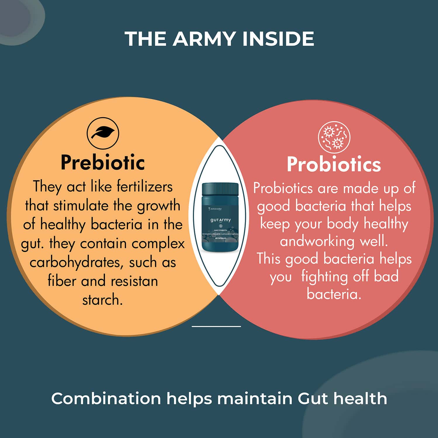 Buy ZEROHARM GUT ARMY | PROBIOTICS SUPPLEMENT FOR MEN & WOMEN| 100 ...