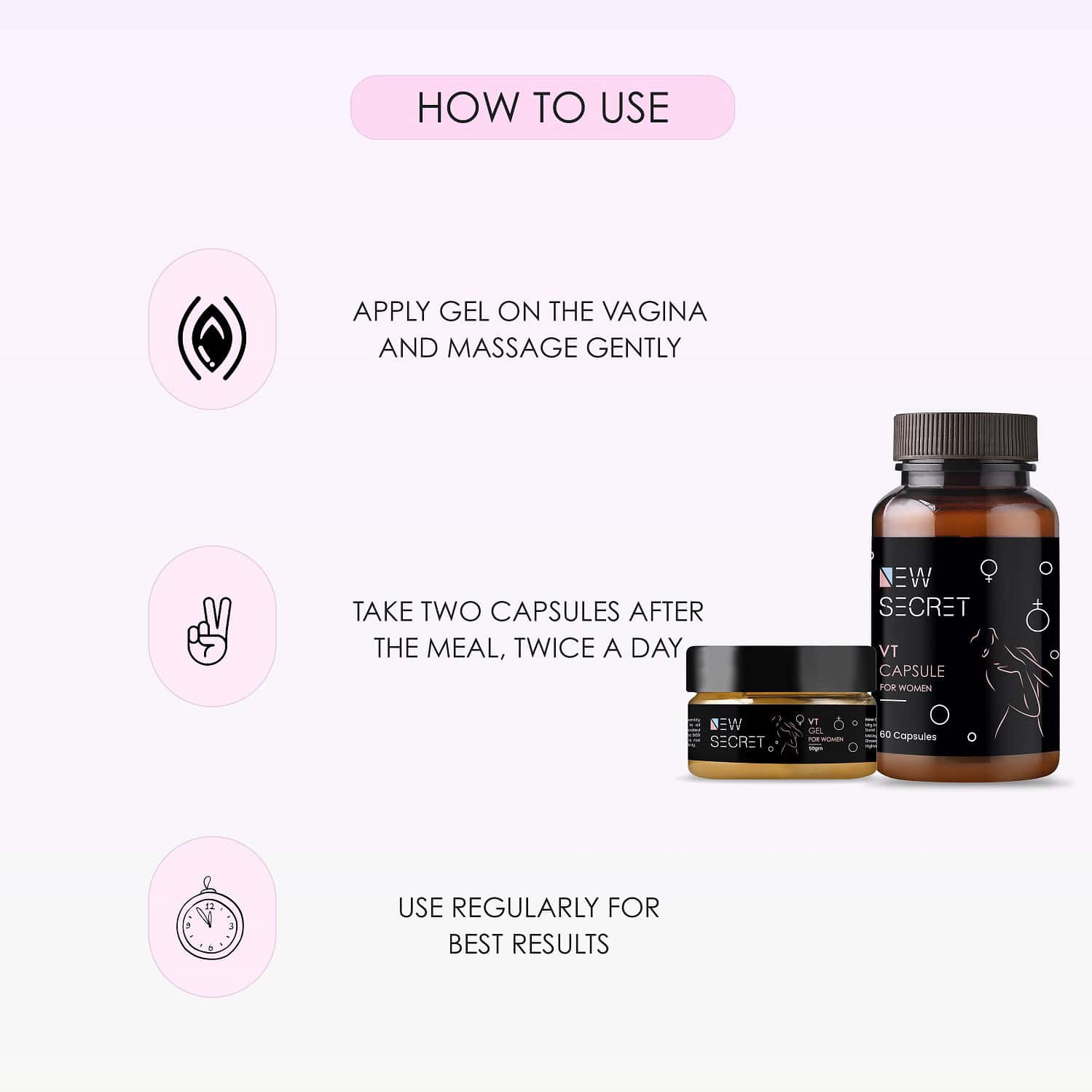 Buy VT COMBO (60 CAPSULES+50 GM GEL) - FOR WOMEN INTIMATE TIGHTENING ...