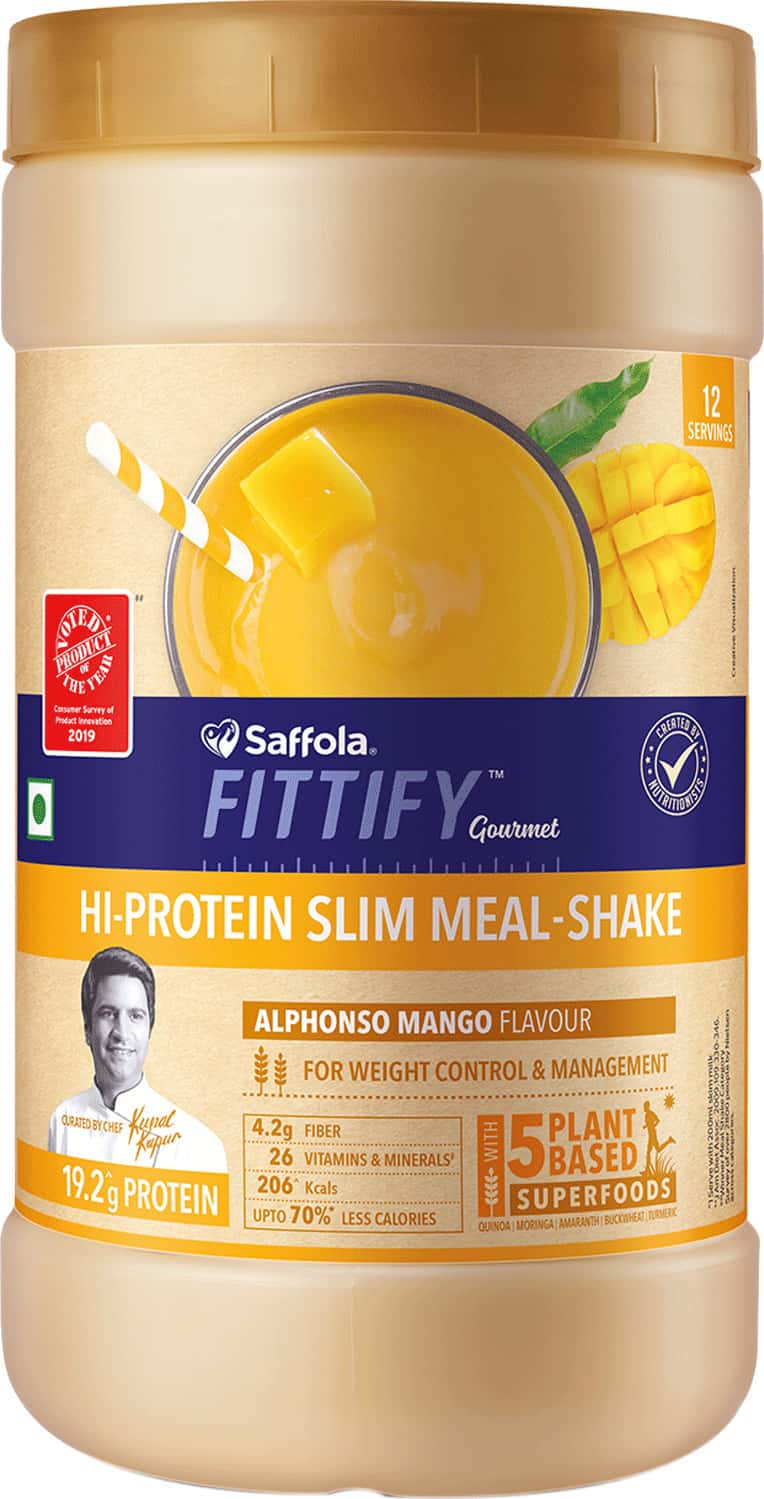 Buy SAFFOLA FITTIFY HI PROTEIN SLIM MEAL-SHAKE ALPHONSO MANGO 420 GM ...