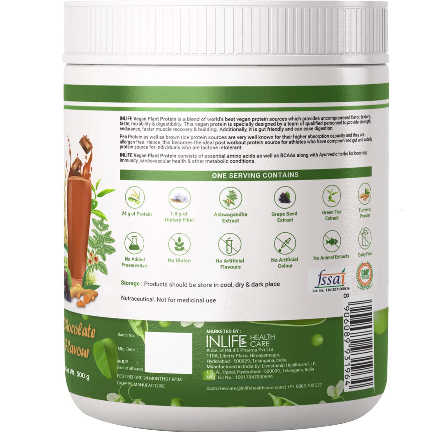 Buy INLIFE VEGAN PLANT BASED PROTEIN POWDER 24G PROTEIN BODYBUILDING ...