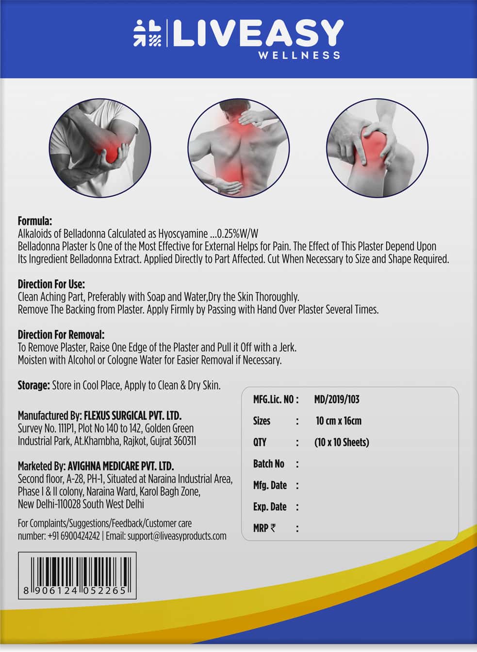 Buy LIVEASY WELLNESS PERFORATED PAIN RELIEF PATCH - PACK OF 10'S PATCH ...