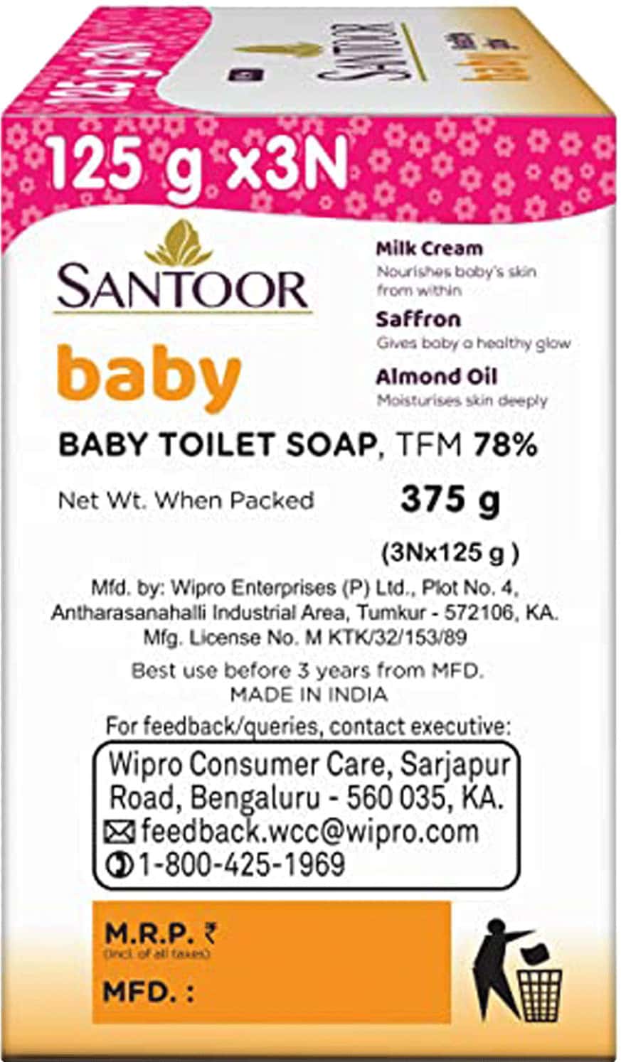 Buy SANTOOR BABY SOAP 125G (PACK OF 3) Online & Get Upto 60% OFF at ...