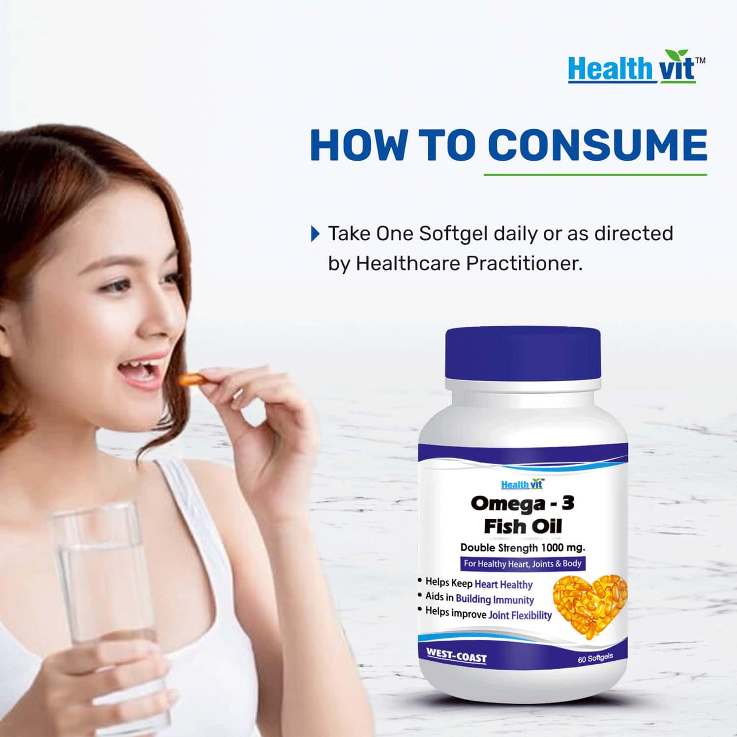 Buy HEALTHVIT OMEGA-3 FISH OIL 1000MG DOUBLE STRENGTH 160MG EPA 120MG ...