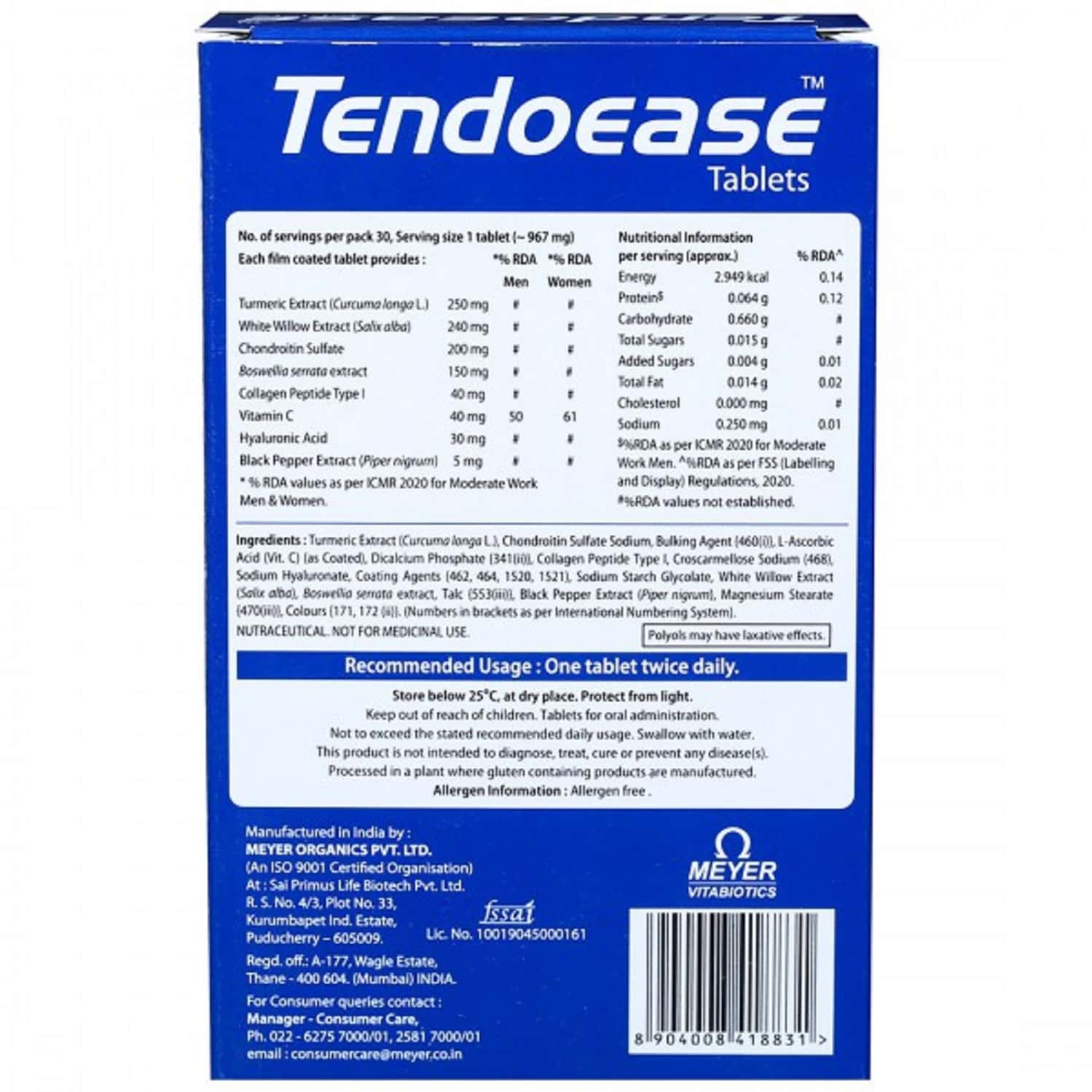 Buy TENDOEASE STRIP OF 10 TABLETS Online & Get Upto 60% OFF at PharmEasy
