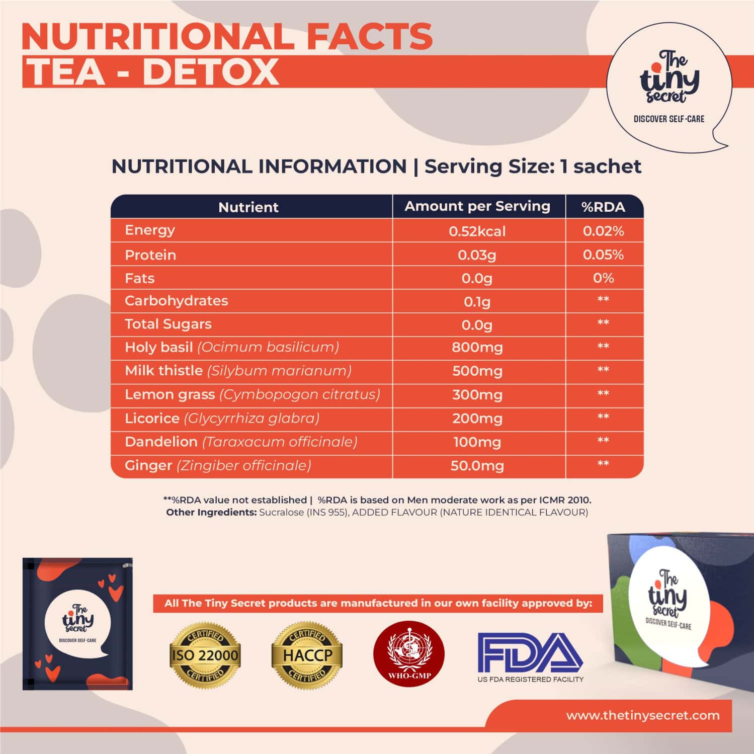 Buy THE TINY SECRET TEA TOTALER DETOX TEA HONEY GINGER FLAVOUR ( 2G X 30 SACHET) Online & Get ...