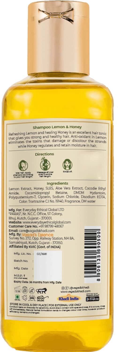 Buy VAGAD'S KHADI LEMON AND HONEY SHAMPOO 210ML | ANTI-DANDRUFF ...
