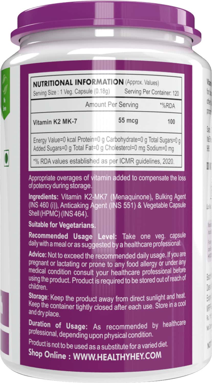 Buy HEALTHYHEY NUTRITION VITAMIN K2-MK7 SUPPORT BONE HEALTH 120 VEG ...