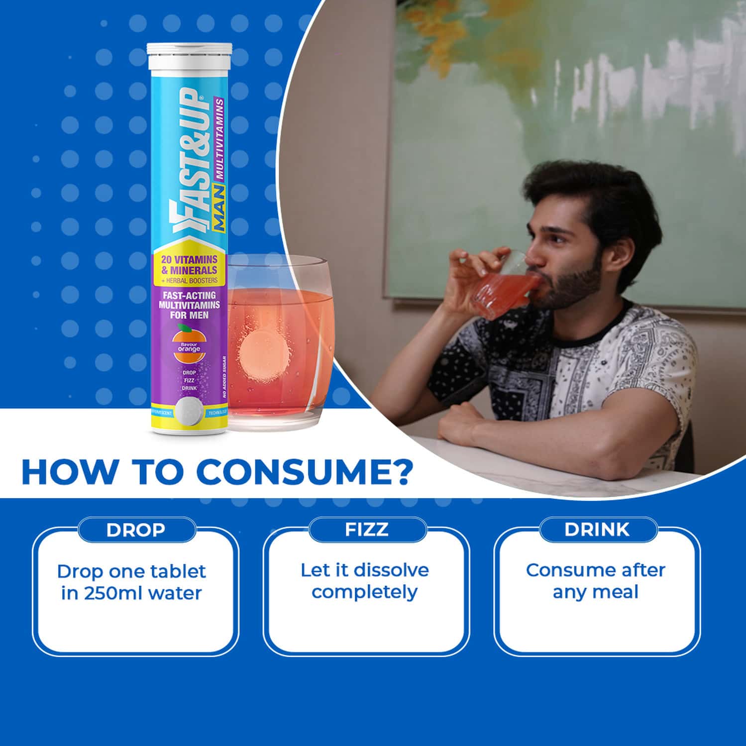 Buy FAST&UP MAN MULTIVITAMIN (20 EFFERVESCENT TABLETS) - TANGY ORANGE ...