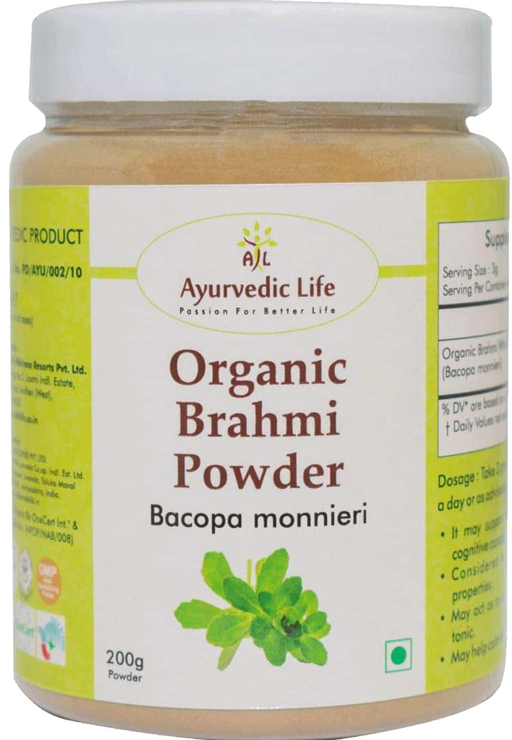 Buy AL-AYURVEDIC LIFE ORGANIC BRAHMI POWDER 200 GMS PACK OF 5 Online ...