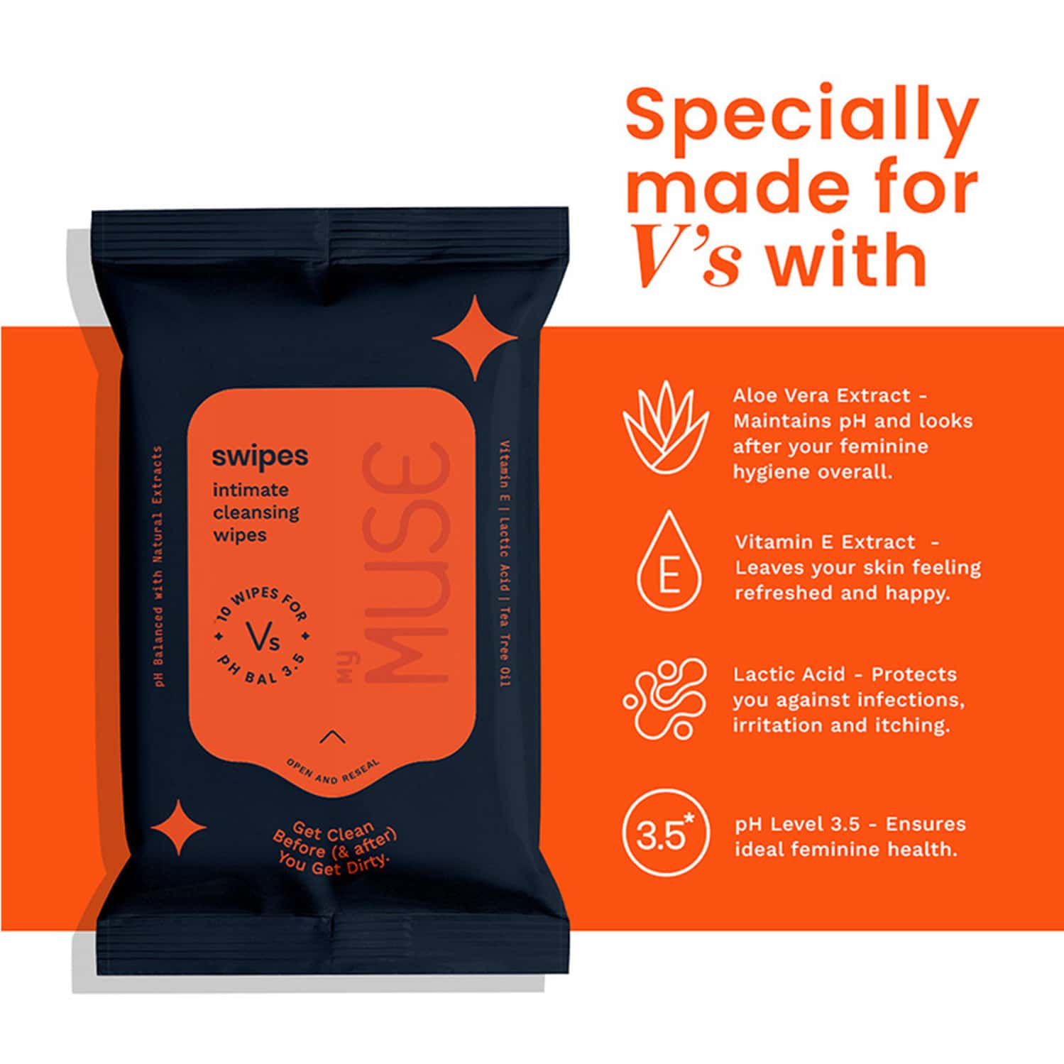 Buy MYMUSE SWIPE FOR WOMEN (80 WIPES) PACK OF 8 (V'S +P'S) Online & Get ...