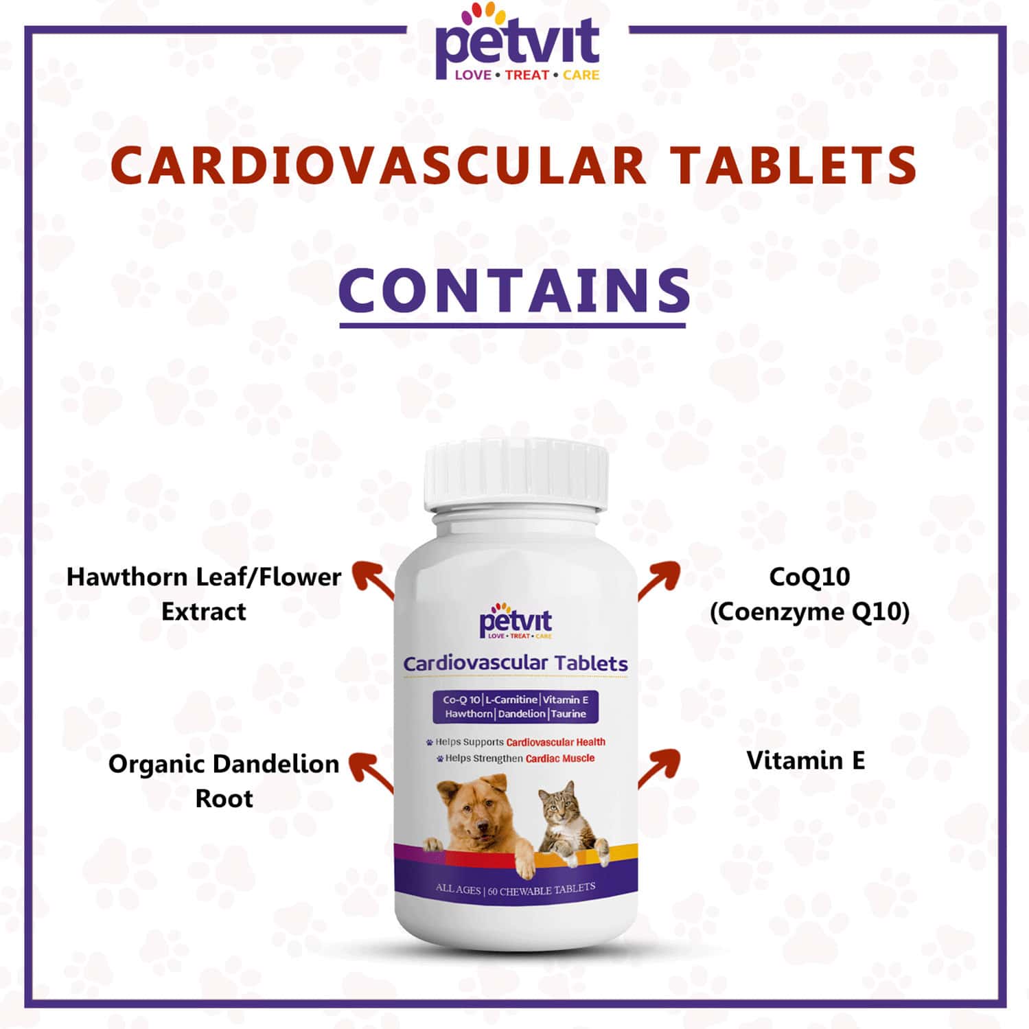Buy PETVIT CARDIOVASCULAR TABLETS - ALL BREEDS OF DOGS & CATS 60 ...